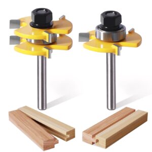 tongue and groove router bit set of 2 pieces,router bits 1/4 shank,3 teeth adjustable t shape wood milling cutter,router bits,lock miter router bit,shank router bit,tongue and groove router bit