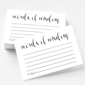 50 words of wisdom advice cards, blank advice cards, guest book alternative for graduation, bridal or baby shower party games, boy or girl baby predictions.4" x 6"