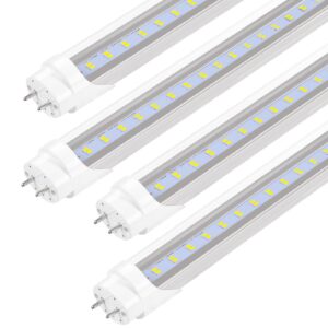 parnoarck fluorescent light bulbs 48 inch t8 led bulbs 4 foot type a+b,24w 3200lm 6500k clear cover super bright,single and double end powered,t8 t10 t12 fluorescent bulbs replacemen(4-pack)