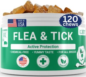 lollitin flea & tick dog supplement - made in usa - all natural - dog chews 120 count - bacon flavor - dog supplements - natural repellent