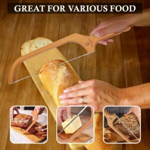 Nazmul Hassan LLC Wooden Bread Bow Slicer, Knife for Homemade Bread Stainless Steer 15.7-inch Bread Cutter Easy Grip Handle Cutter Tool with Wooden Handle for Kitchen Gift Kitchen Knife, Medium