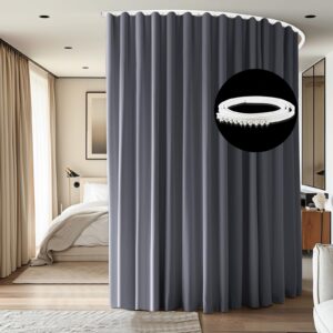 cbsroro room divider curtains ceiling curtain track sets blackout curtains ceiling track for curtain flexible track curtain extra wide，w 8.3 x h 7ft 1panel grey curtain and white track