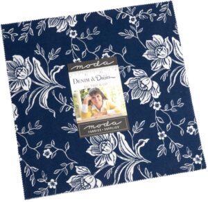 denim & daisies layer cake®, 42-10" precut fabric quilt squares by joanna figueroa