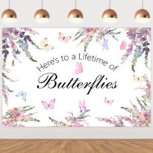 wonmelody butterfly bridal shower backdrop banner 7 * 5ft lifetime of butterflies backdrop butterfly bride shower decorations butterfly floral bridal shower banner for bachelorette wedding engagement