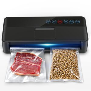 vacuum sealer machine, automatic food for preservation with sealers bags, dry moist modes, led indicator lights, compact design full 95 kpa (black), (v8111)