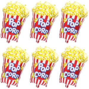 big popcorn balloon movie night party decoration carnival circus party supplies, 6 pack cartoon movie popcorn balloons food mylar balloons for happy birthday baby shower bridal wedding supplies