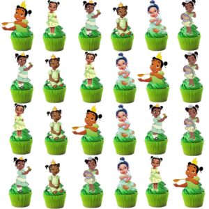 48pcs tiana birthday cake topper decoration supplies for tiana children's cupper topper for kids birthday party