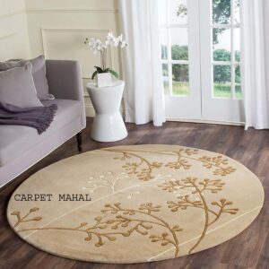 carpet mahal rugs carpet mahal_export quality handmade woollen round carpet for living room bedroom hall and modern area rug for home (design k, 9x9 feet)