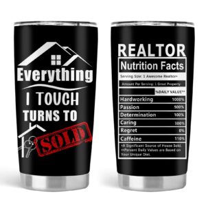 absacie real estate agent gifts, realtor tumbler, gift for real estate salesman housing coworkers broker worker employee, stainless steel tumbler with lid and straw coffee mug 20 oz