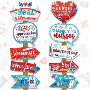 howaf 20 pieces nurse appreciation week party yard signs, thank you nurses party decorations yard welcome sign for rn graduation party, happy national nurses week party supplies for indoor outdoor