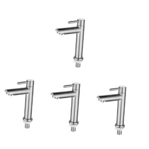 housoutil 4pcs stainless steel water tap kitchen water faucet wall mounted bathroom faucet vessel faucet outdoor water faucet kitchen taps bathtub faucet laundry faucet waterfall