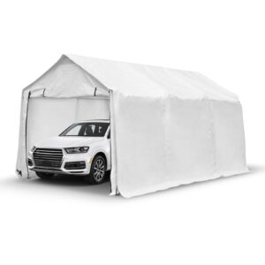 10'x 17'heavy duty portable carport car garages shelters, 8 steel legs, white, waterproof