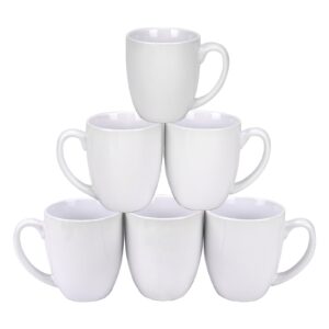 schliersee 17 oz white coffee mugs set of 6, large ceramic coffee cups with handle for latte, hot tea, coffee, cappuccino, cocoa, milk, water, espresso porcelain mug cups, microwave safe