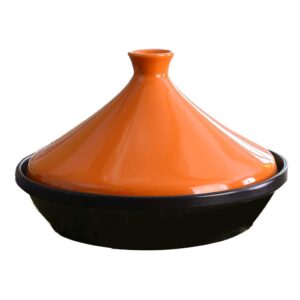 moroccan tagine pot small tagine bowl round ceramic casserole clay pot with lid heat-resistant hot pot earthen pot multifunctional cookware for stew soup c 16 23 cm