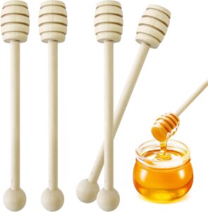 4pack honey dippers | 16cm | rustic wooden honey spoon for drizzling honey | made from cherry tree wood | honey spoon dipper |honey stirrer server | honey drizzler