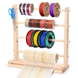 ribbon storage organizer rack 4 tier adjustable wooden ribbon holder spool holder organizer rack spool for sewing craft mesh thread tape wreath crochet roll washi tape craft gift florist wrapping