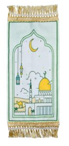 egyptian prayer rug muslim carpet mat islamic childrens salat small kids janamaz sajda rugs sajadah namaz child toddler mosque mini praying musallah salah gebetsteppich masged ramadan (light green)