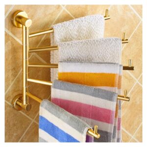 swivel gold bathroom towel holder,swing out towel racks for bathroom kitchen,wall mount drying racks for laundry,rustproof solid aluminium towel hanger storage organizer space saving towel rails