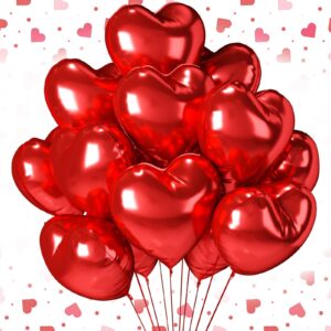 12 pcs heart balloons, 18 inch red heart shaped balloons, big heart mylar helium balloons, heart love foil balloons for wedding baby shower anniversary backdrop valentine balloons party decorations