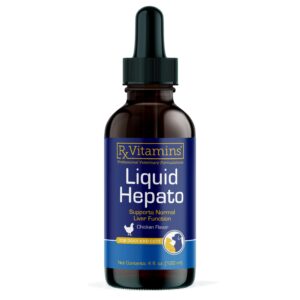 rx vitamins liquid hepato - liquid liver support supplement with milk thistle extract - hepatic dog supplement enriched with vitamin b complex - chicken flavor (4oz)