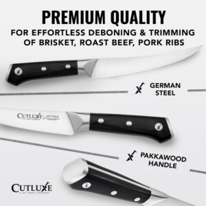 Cutluxe Curved Boning Knife – 6" Boning Knife for Meat Cutting, Fillet Knife – High Carbon German Steel, Full Tang & Ergonomic Handle Design – Artisan Series