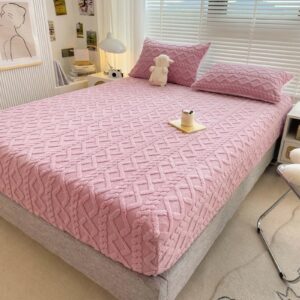 lyvara magic mattress cover, 2 in 1 lyvara luxury mattress covers ftted sheet for twin full queen king california king size bed (pink+2 pillowcases, queen 59.1" × 78.8")