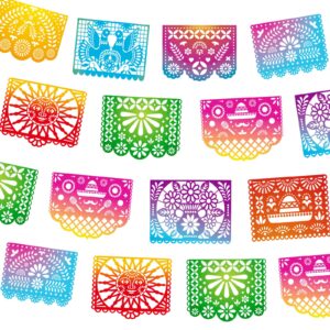 mexican party banners, papel picado banner - cinco de mayo, fiesta party decorations, dia de los muertos decor, day of the dead decorations, 5 packs 82 ft long