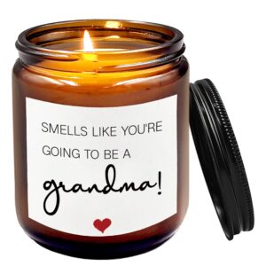 kdqua pregnancy announcement gifts for grandma lavender scented candles, mothers day baby shower gifts for grandma, promoted to grandma new grandma to be gifts candle soy wax amber jar candles