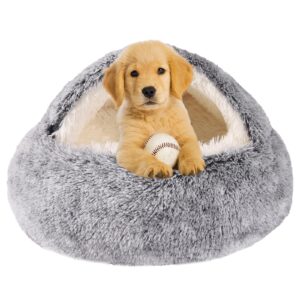 dog beds for small dogs, cat bed cave, washable cute cat bed, cozy nook pet bed for dogs or cats, anti-slip puppy bed fits up to 5 lbs pets(grey, 16" x 16")