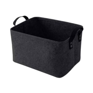 storage basket, collapsible rectangular felt storage bins with handles, laundry basket storage solution for office nursery wardrobe bookshelf bedroom keepsake toys(black)