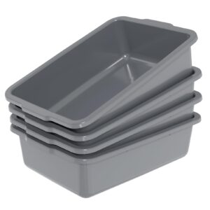 xeabia 34 l plastic utility bus tubs, large commercial bus trays, gray, 4 packs