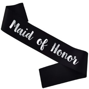 maid of honor sash, black bachelorette sashes engagement gifts for bridesmaid, maid of honor sash for bridal shower & wedding party