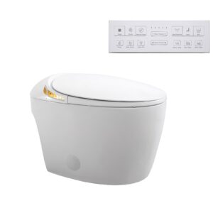 bwe smart toilet with bidet built in, one-piece bidet toilet seat, auto flush, auto open & auto close,heated seat, warm water and dry, wireless remote control