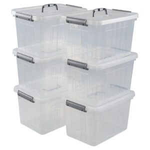 wakikini 12 quart clear plastic latching storage boxes, plastic storage bins with handles, 6 packs