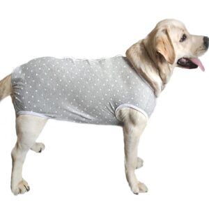 recovery suit post surgery for large medium dog, spay recovery suit for male and female dogs, post surgery dog onesie, substitute e-collar & cone (gray-xl)