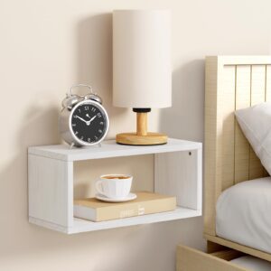 adowes floating nightstand 2 tier modern wood nightstand for wall minimalist floating bedside tables bedroom side table bedside shelf small night stand vintage white