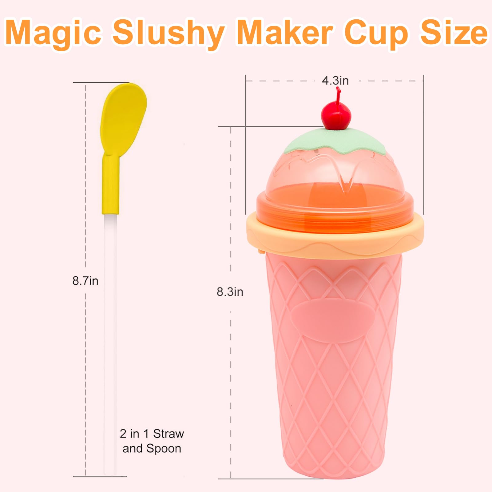 Slushie Maker Cup - DIY Magic Quick Frozen Smoothies Cup for Homemade Milk Shake Ice Cream Maker, Portable Cooling Cup, Double Layer Squeeze Slushy Maker Cup, Birthday Gifts for Kids,Friends,Family