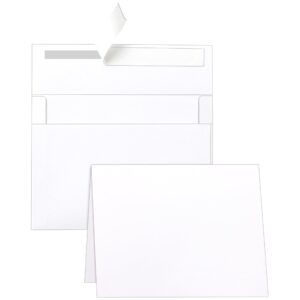 silunkia 100 packs white blank note cards and envelopes 5 x 7 folded cardstock and a7 envelopes self seal for wedding invitations, party, diy greeting cards, thankgiving cards, baby shower