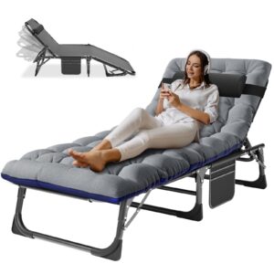 barbella folding lounge chair 5-position, folding cot, portable outdoor folding chaise lounge chair for sun tanning, perfect for pool beach patio sunbathing, onesize, dark gray