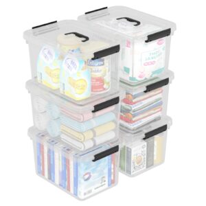 xeabia 18 quart plastic storage latch bins with handles, clear storage boxes with lids, 6 packs