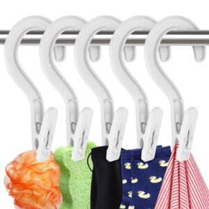 24pcs laundry hooks with clips plastic clothes pins super strong hanger clips boot hangers towel clips laundry clips for bathroom travel portable(white)