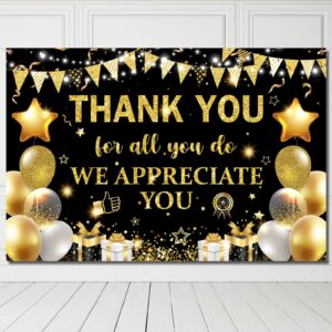 thank you for all you do backdrop we appreciate you banner,black gold appreciate party decoration employee staff teachers doctors retirement photo backdrop for thanks party supplies