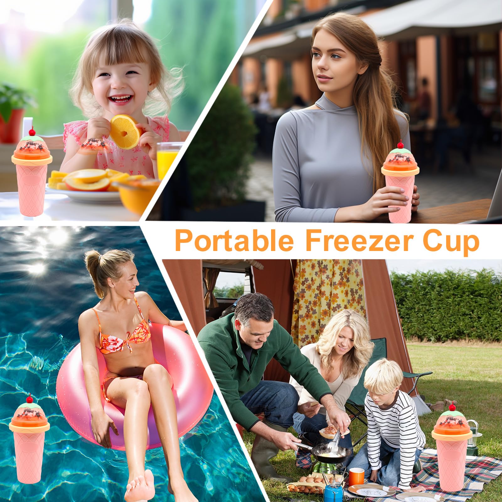 Slushie Maker Cup - DIY Magic Quick Frozen Smoothies Cup for Homemade Milk Shake Ice Cream Maker, Portable Cooling Cup, Double Layer Squeeze Slushy Maker Cup, Birthday Gifts for Kids,Friends,Family