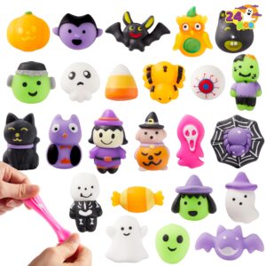 joyin 48 pcs halloween mochi squishy toys bulk, halloween toys for halloween party favors decoration, trick or treats sensory stress relief toy, classroom prizes goodie bag filler kids gift