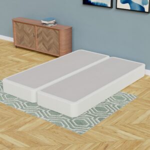 mattress solution, 8-inch sturdy wood box spring for mattress support - durable and fully assembled, natural wood foundation for king, white