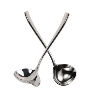 generic stainless steel small sauce ladle, with pouring spout gravy ladle, for salad dressing and dressings, 7.4inches 2 pieces dishwasher safe