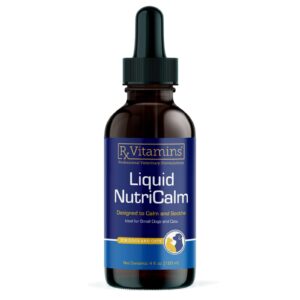 rx vitamins liquid nutricalm cat & dog anxiety relief - dog sleep aid - cat calming supplement - dog bark control & stress relief - salmon flavor - 4 oz