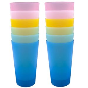 yuyuhua unbreakable plastic cups reusable - 28 oz plastic tumblers set of 12, bpa-free dishwasher safe & lightweight reusable cups for kitchen, home, office, outdoor