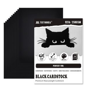 30 sheets black cardstock, 8.5 x 11 card stock, 92lb/250gsm thick cover stock, heavyweight printer paper for invitations, scrapbooking, crafting, diy projects, decoration and drawing