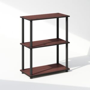 furinno turn-n-tube 3-tier multipurpose compact bookcase, dark cherry